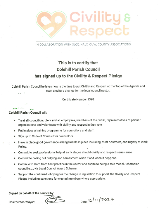 Civility & Respect Pledge – Colehill Parish Council